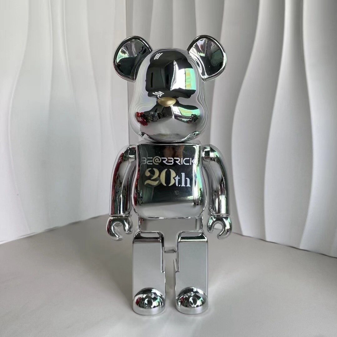 Фигурка «Жестокий медведь» из серии Bearbrick 400%, юбилейное издание, золото и серебро, конструктор «Медведь», игрушка для гостиной