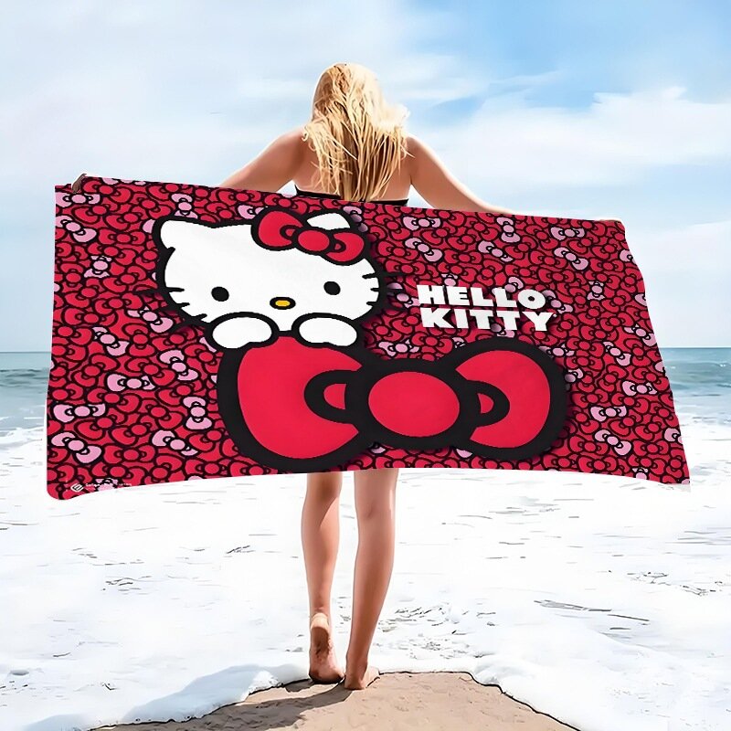 Пляжное полотенце микрофибра Hello Kitty леопард, купальное для детей, узор tbt018, 40x60см