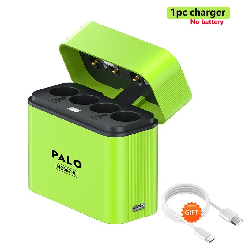 Зарядное устройство PALO для AA/AAA, 4 слота, Зеленое