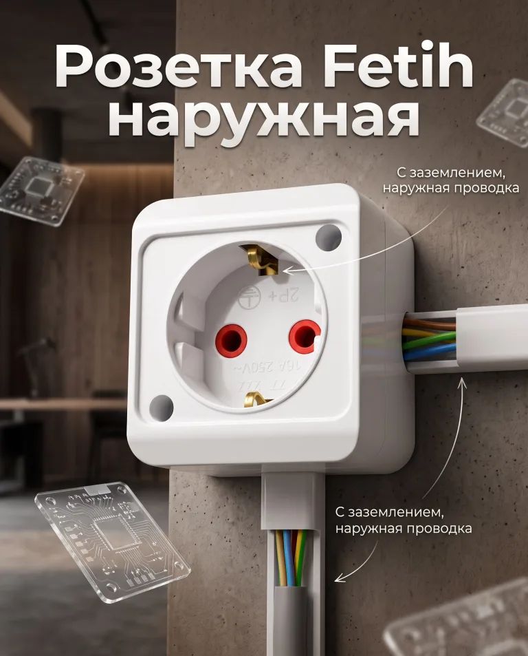 Розетка FETIH наружная с заземлением