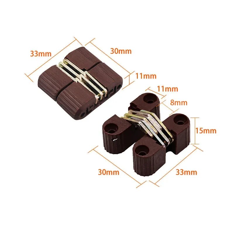 Скрытые дверные петли пластиковые железные Brown-4pcs