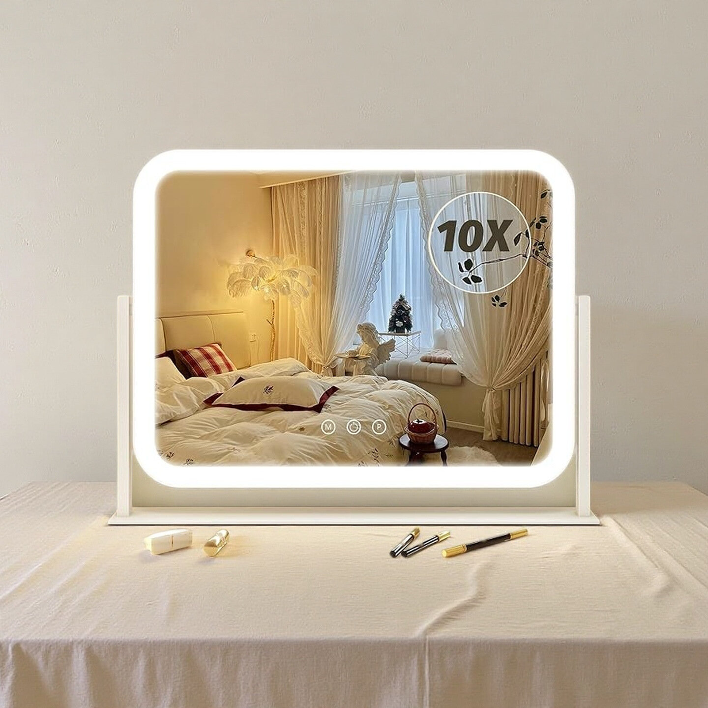 Лупа 10X с подсветкой LED зеркало для макияжа белое косметическое зеркало с увеличением для дома спальни и
