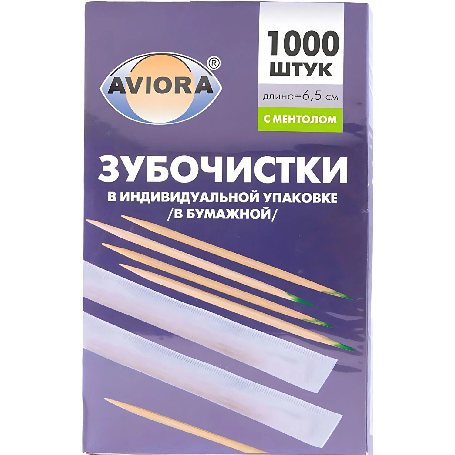 Aviora Зубочистки бамбуковые с ментолом Aviora 1000 штук
