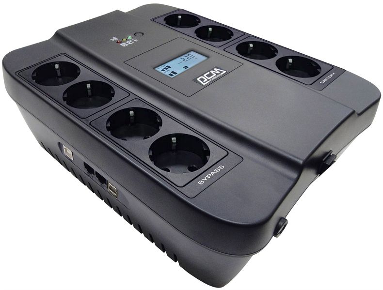 Powercom Back-UPS SPIDER, Line-Interactive, LCD, AVR, 1100VA/605W, Schuko, USB, black (1452054)