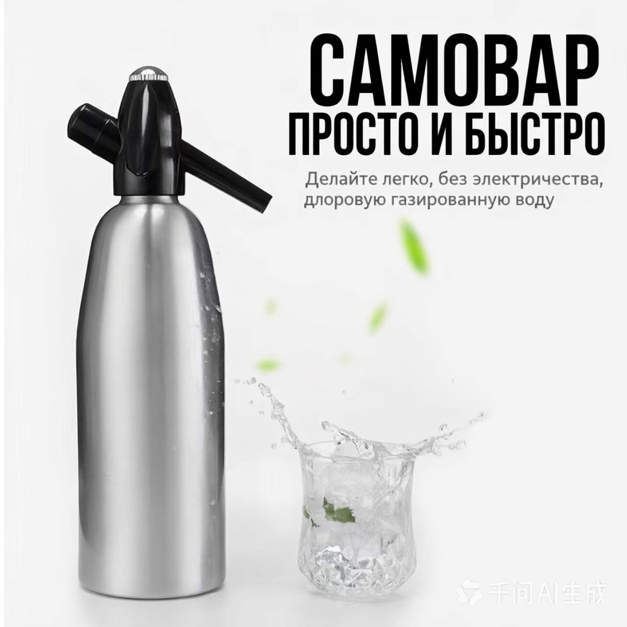 Газированный сифон, 1 литр, белый, газированная вода, газированный напиток