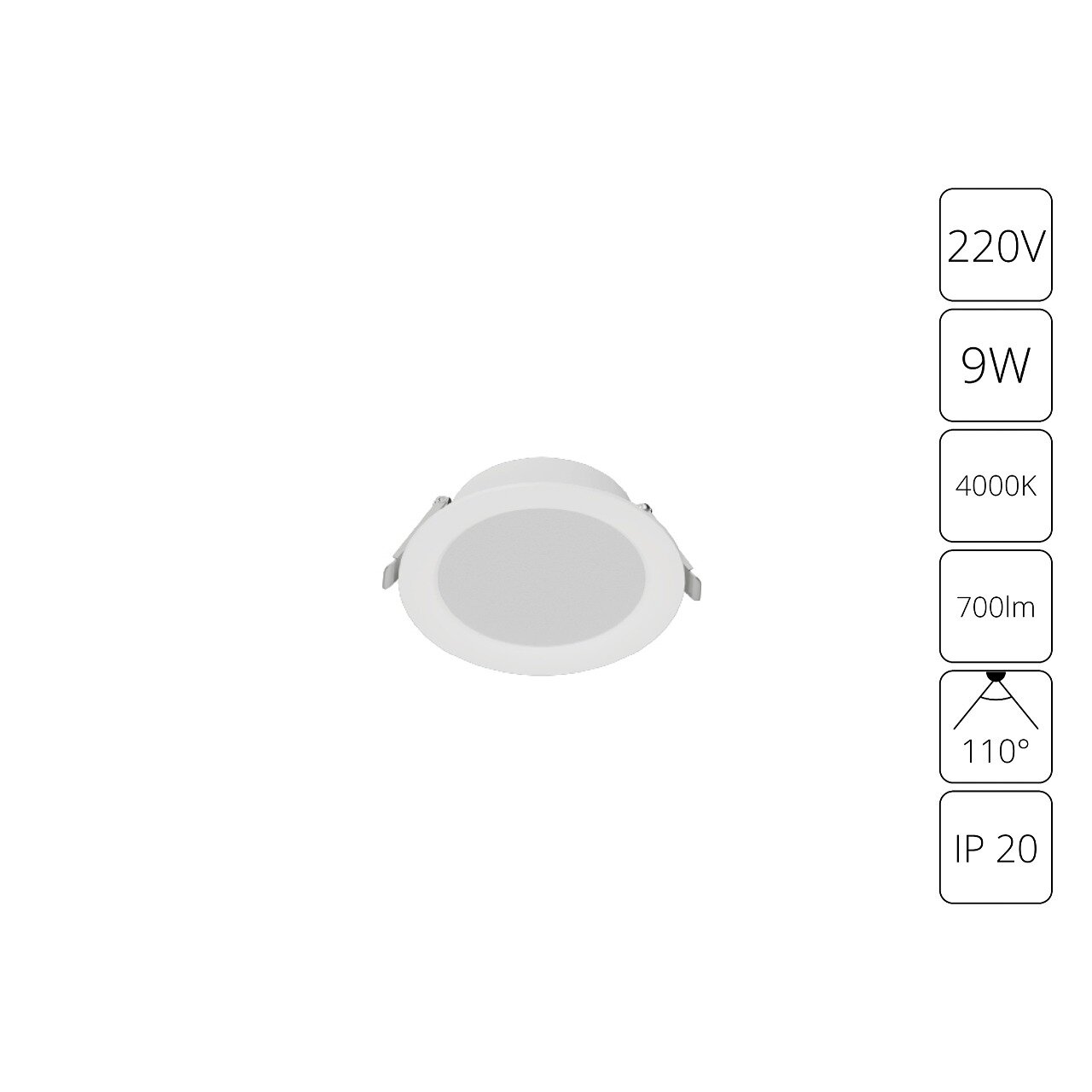 Встраиваемый светильник Arte Lamp QUICK A8409PL-1WH LED 9W 4000K
