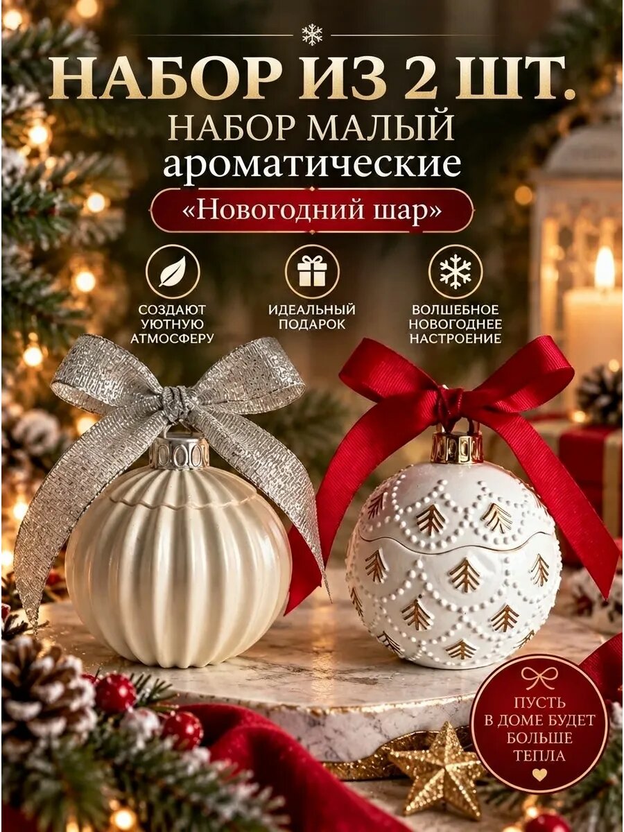 Набор малый 2 шт. Свеча ароматическая "Новогодний шар"