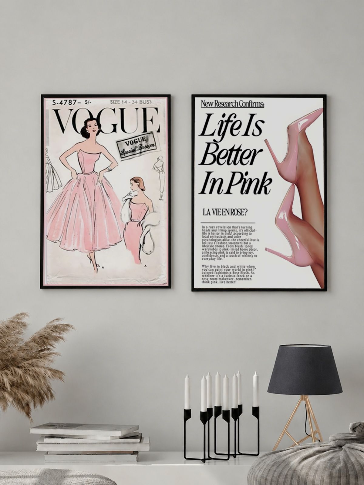 Набор Постеров / Плакатов Розовая Эстетика (Pink) 2 Листа А3