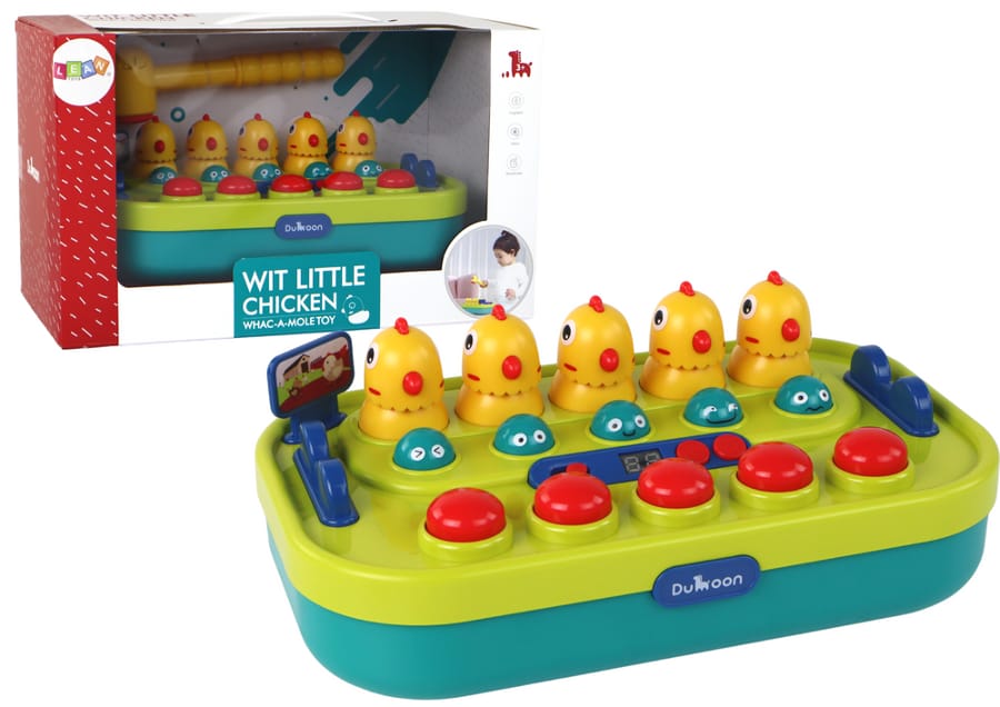 Головоломка Lean Toys whac-a-mole цыплята, зелёный, жёлтый, 25х15х9 см
