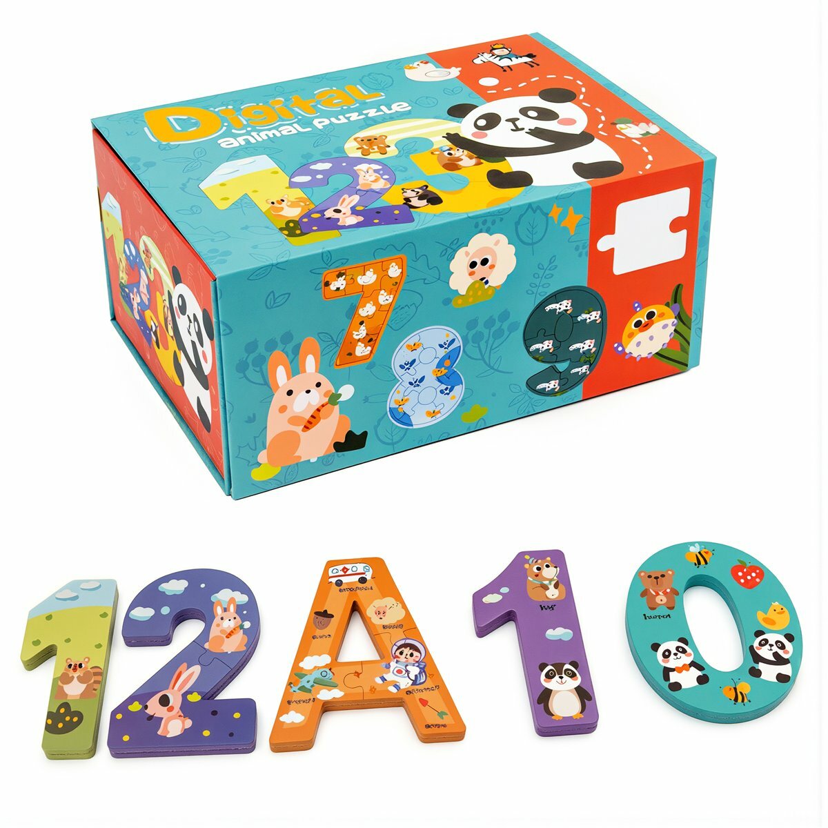 Милая развивающая игрушка деревянный пазл для ребенка 1-3 лет для изучения цифр букв животных раннего развития в удобной коробке