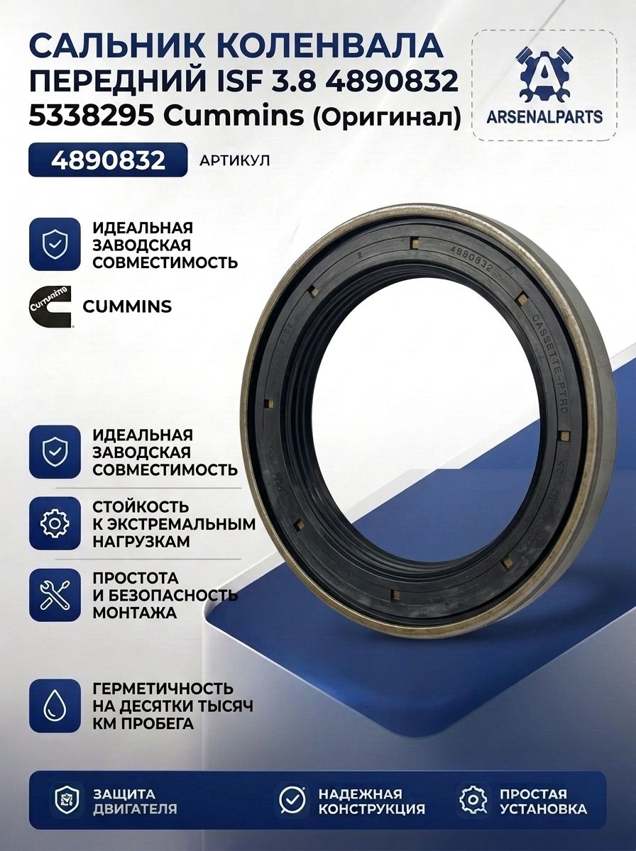 Сальник коленвала передний ISF 3.8 4890832 5338295 Cummins (Оригинал)