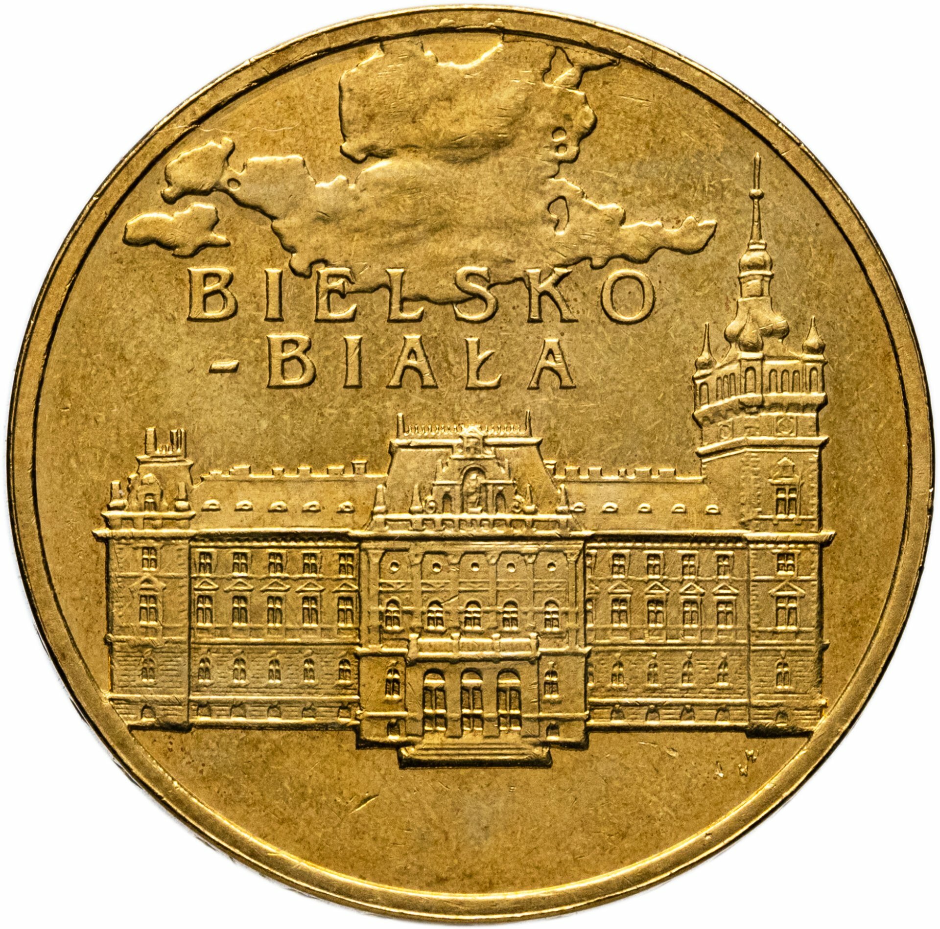 Польша 2 злотых 2008 "Бельско-Бяла Bielsko-Biała", Латунь, в сохранности UNC