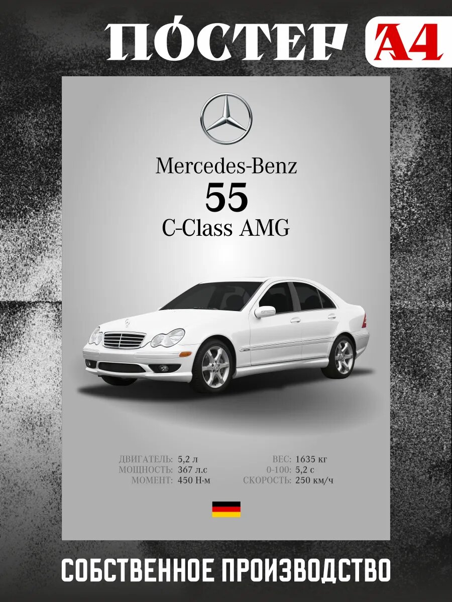 Постер на стену интерьерный А4 Mercedes-Benz 55 C-Class AMG