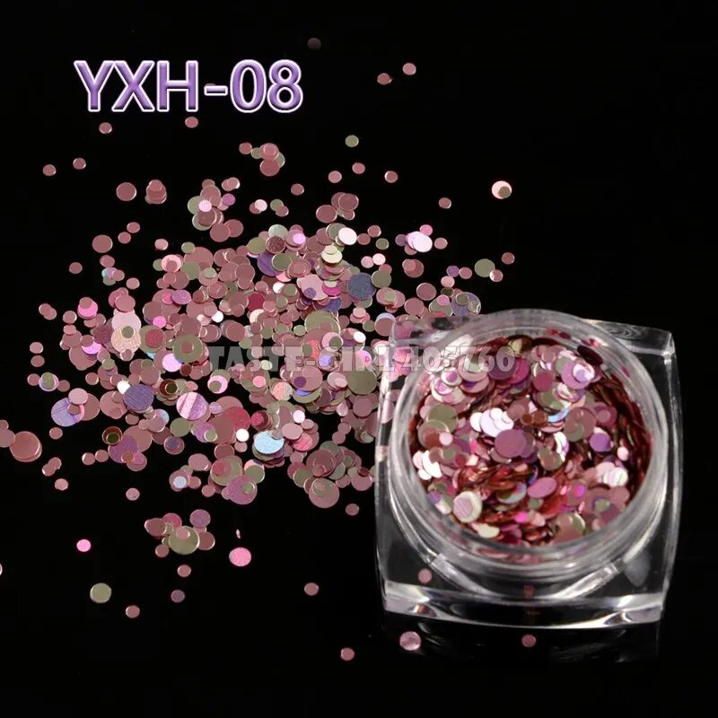 Акриловые блестки для ногтей, разноцветные, круглые, 3 размера, YHX18#