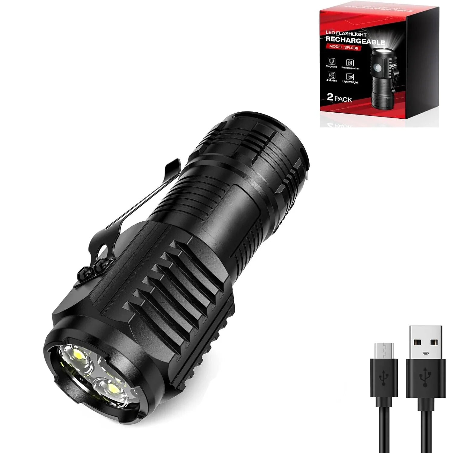 NEWBIRTH Мини-фонарик 3LED водонепроницаемый 800 люмен Черный, Black