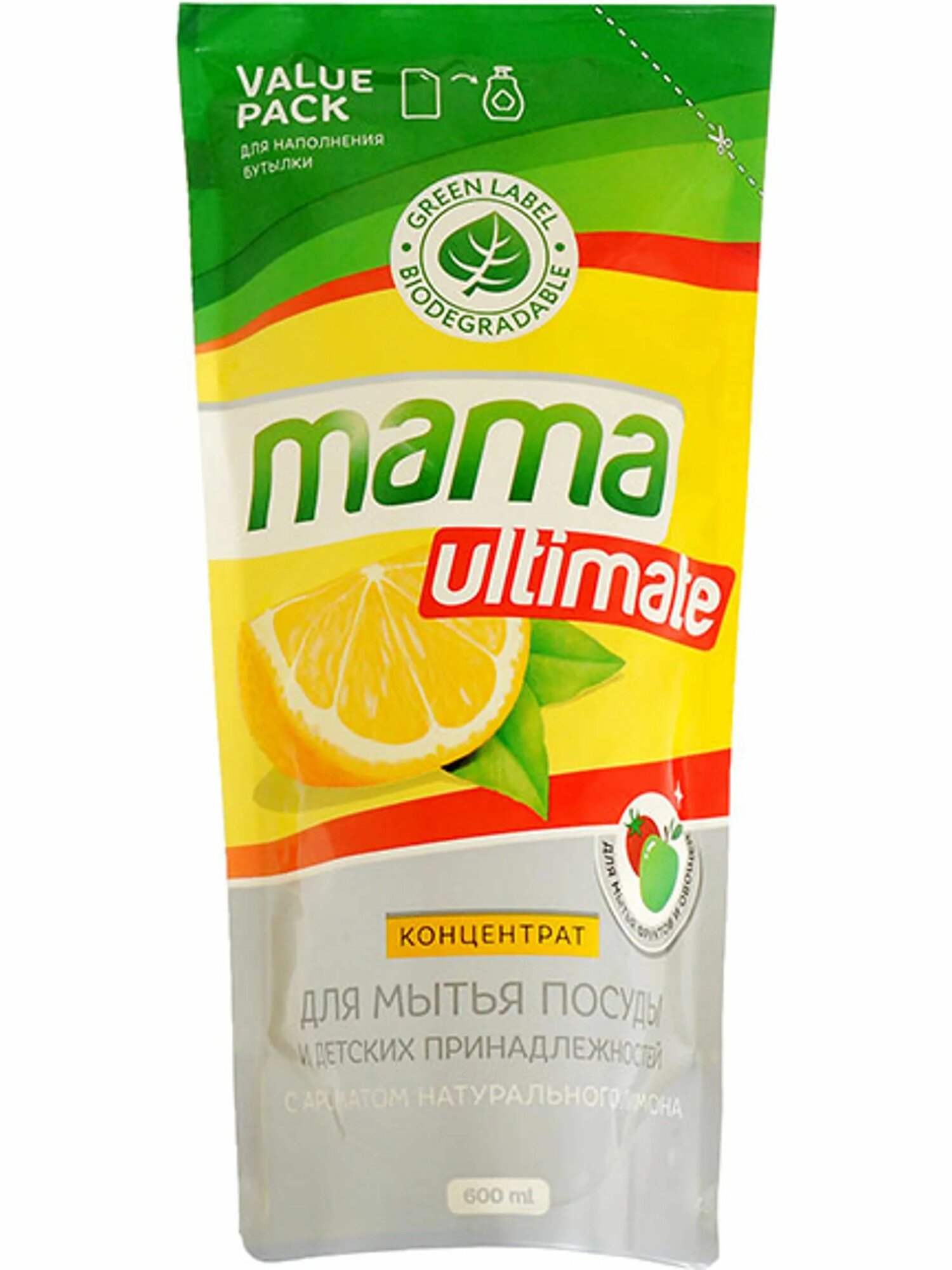 Гель для мытья посуды и детских принадлежностей Mama Ultimate с ароматом натурального лимона 600 мл