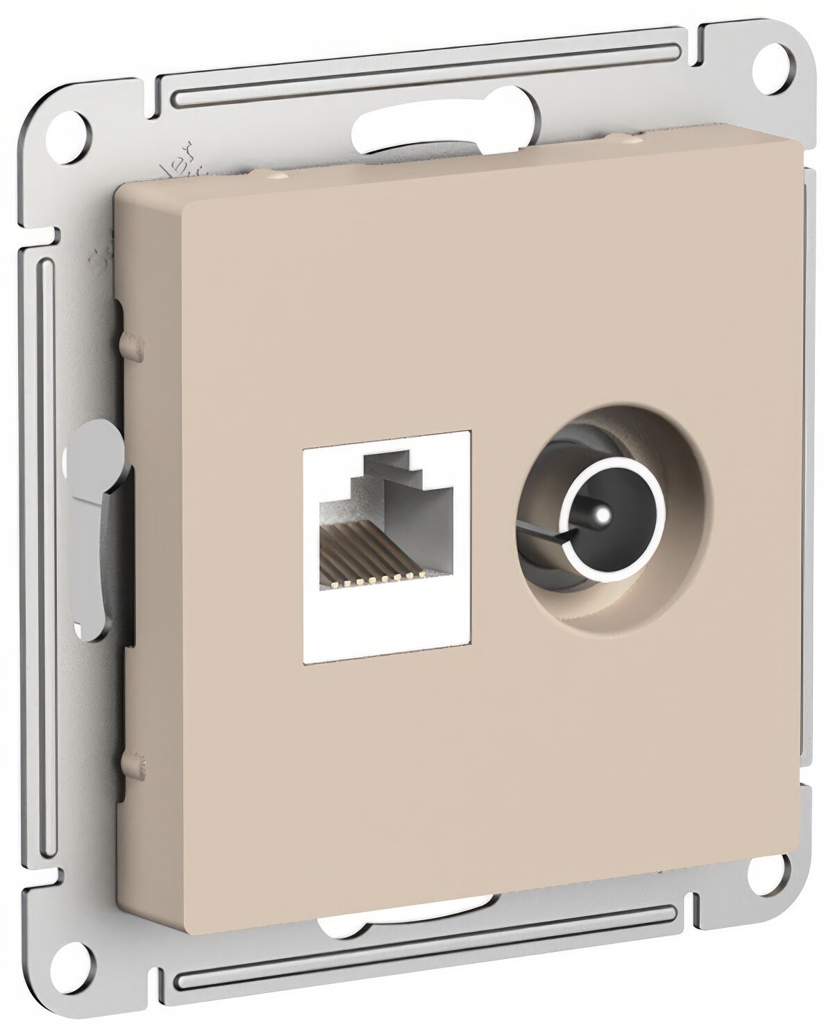 Розетка TV-RJ45 2 поста Systeme Electric Atlas Design песочный