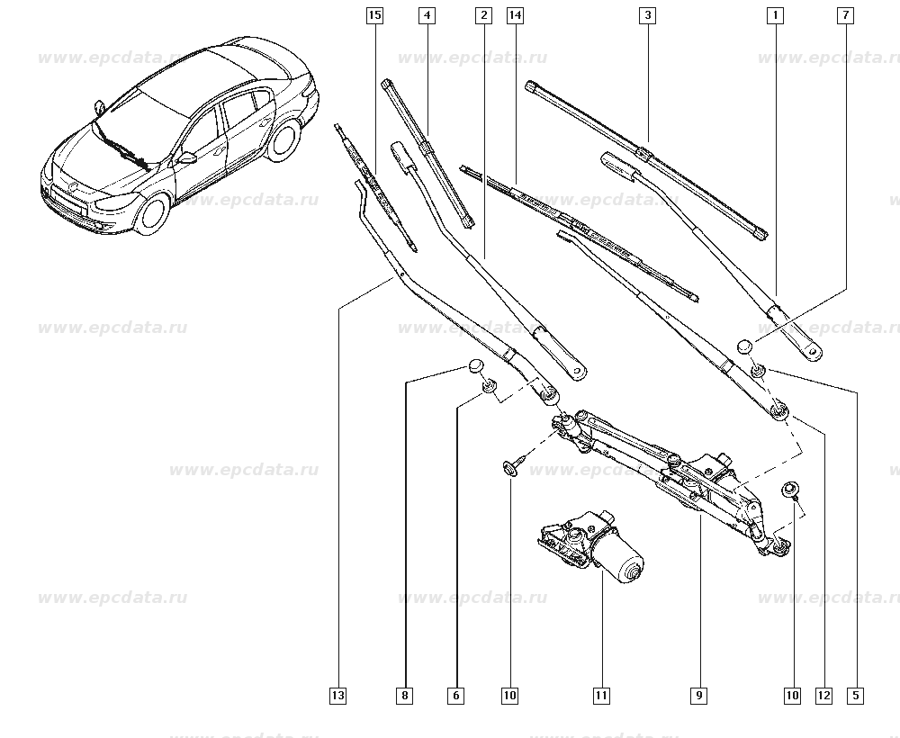 Поводок стеклоочистителя прав. (мет) Renault 288867830R