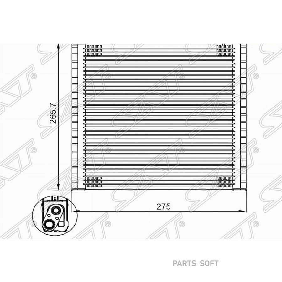 Испаритель кондиционера Toyota Land Cruiser Prado (J150) 09-20 / Lexus GX 09-19 от официального дистрибьютора, SAT, артикул ST8850160420