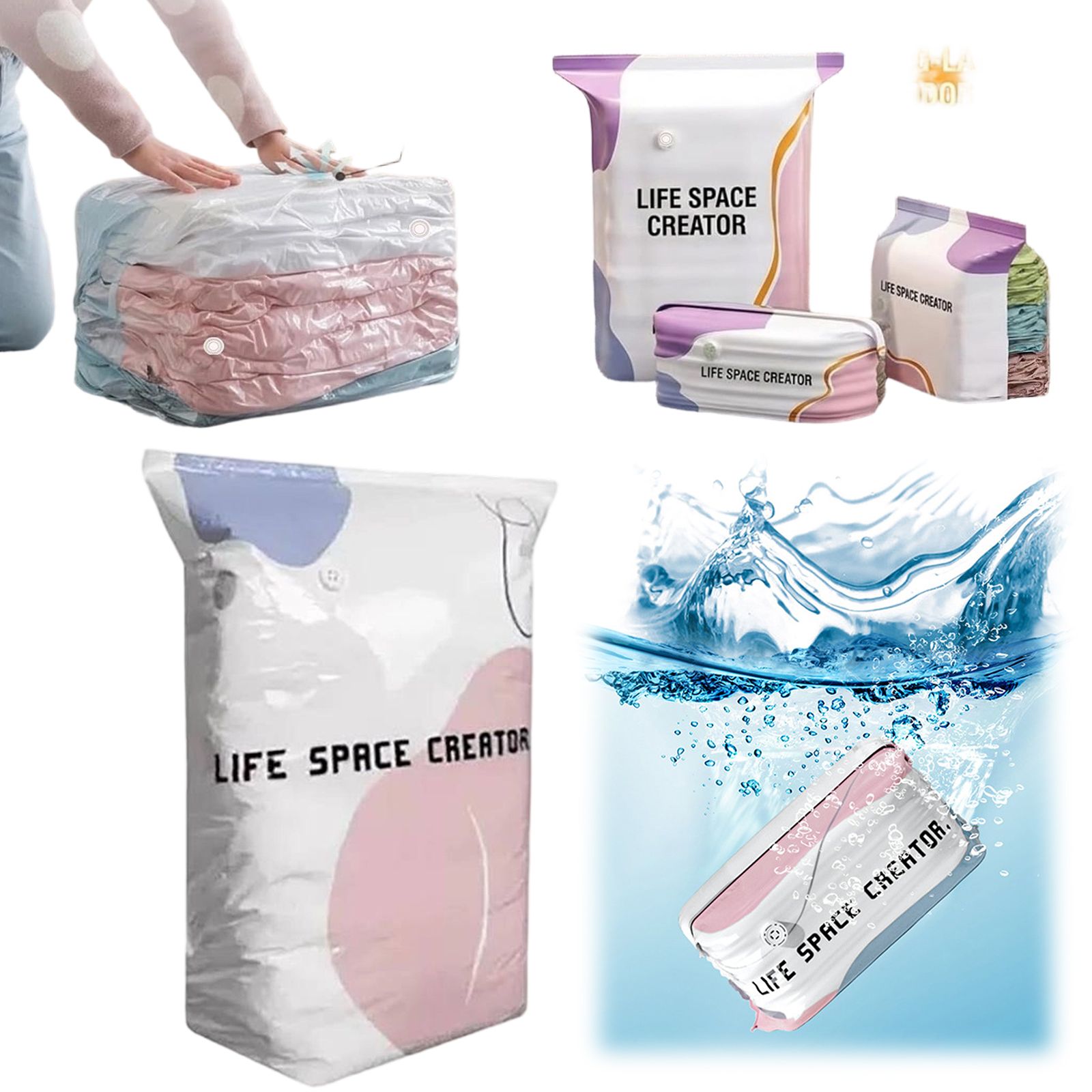 Вакуумный компрессионный пакет без насоса, размер L (100X80X32cm), из ПА+ПЭ