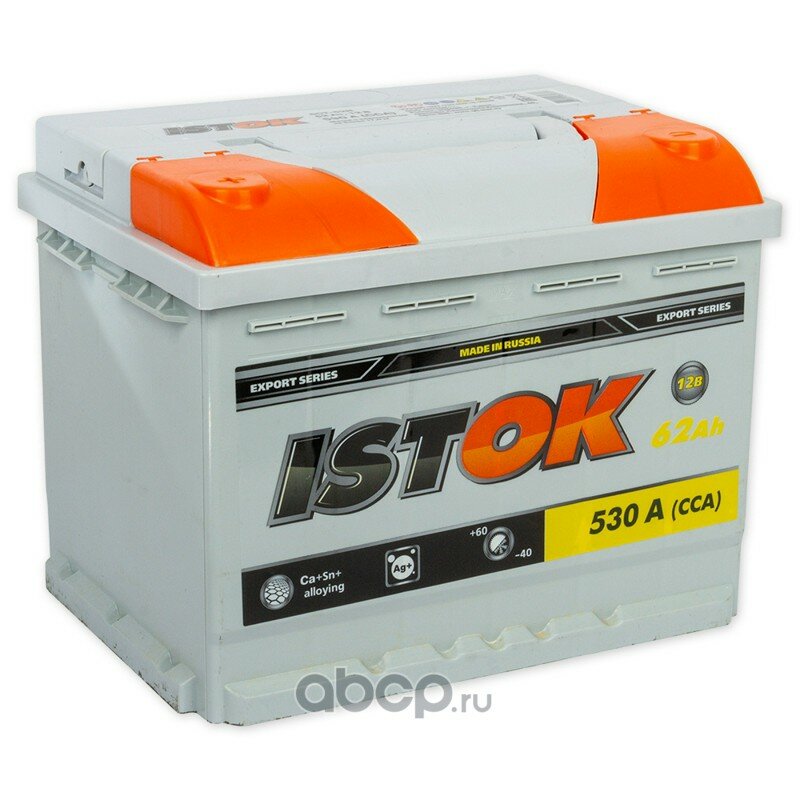 Аккумулятор ISTOK 62 А/ч обратный R+ 242x175x190 L2 EN 530 А Исток 6CT62NR