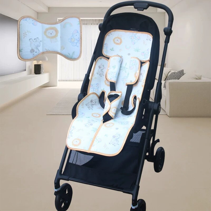 Детская колясочная охлаждающая подстилка для Cybex Melio Carbon 2, розовая с львом, летняя базовая модель