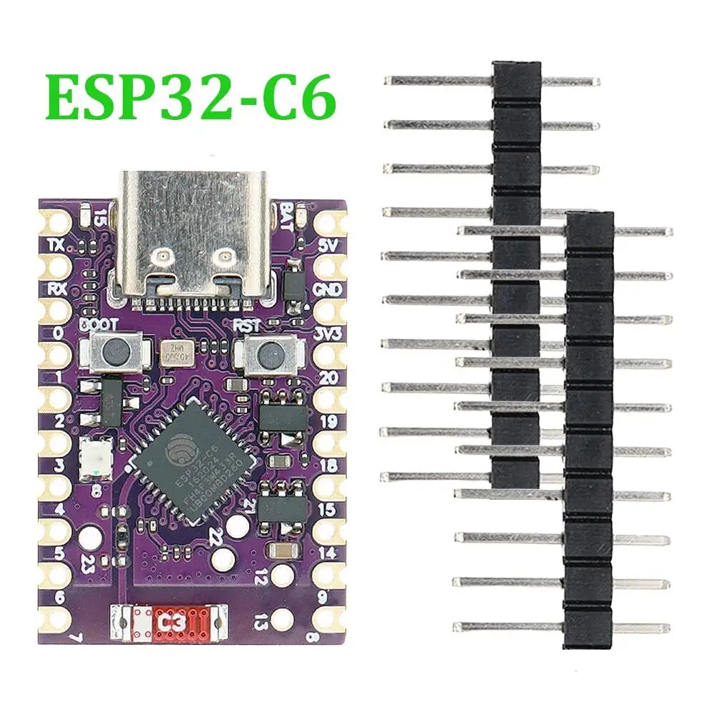 TENSTAR ESP32-S3 ESP32-C3 ESP32-H2 ESP32-C6 Модуль WiFi Bluetooth Фиолетовый, C6 Supermini