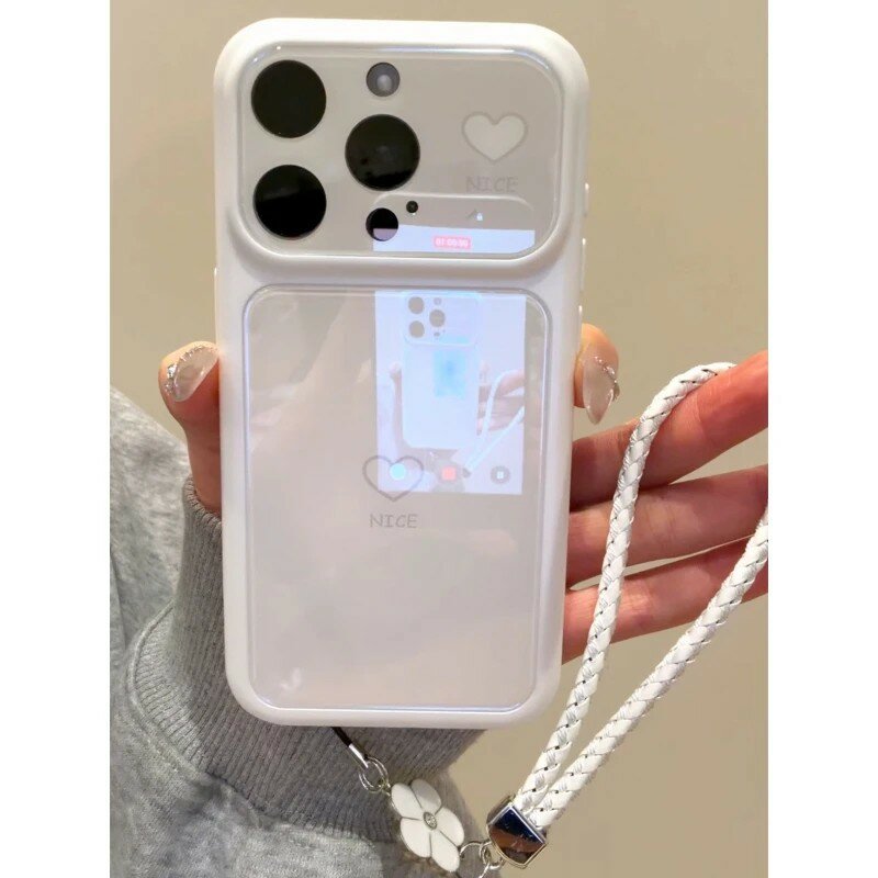 Белый градиентный чехол для iPhone 17 Pro Max с ремешком, жидкий 2-в-1 акриловый защитный чехол, 1 шт.
