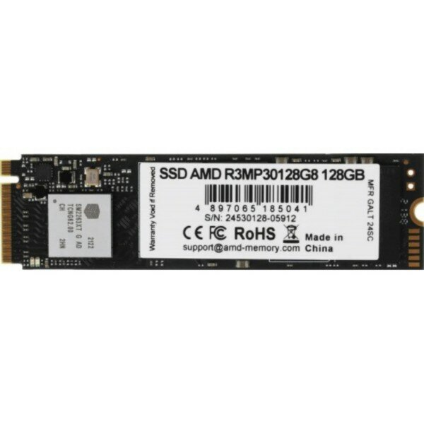 Твердотельный накопитель SSD M.2 128 GB AMD Radeon R3 R3MP30128G8 PCIe Gen3x4 with NVMe, 1800/1250, 3D NAND, DRAM-less, RTL