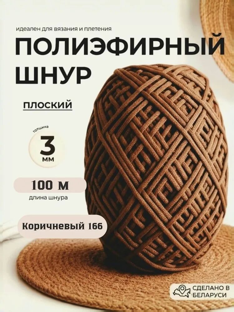 Полиэфирный шнур 3 мм 100 м плоский