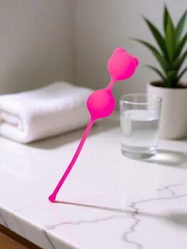 Вагинальные шарики двойные Cosmo, розовые. силикон, смещенный цетр тяжести