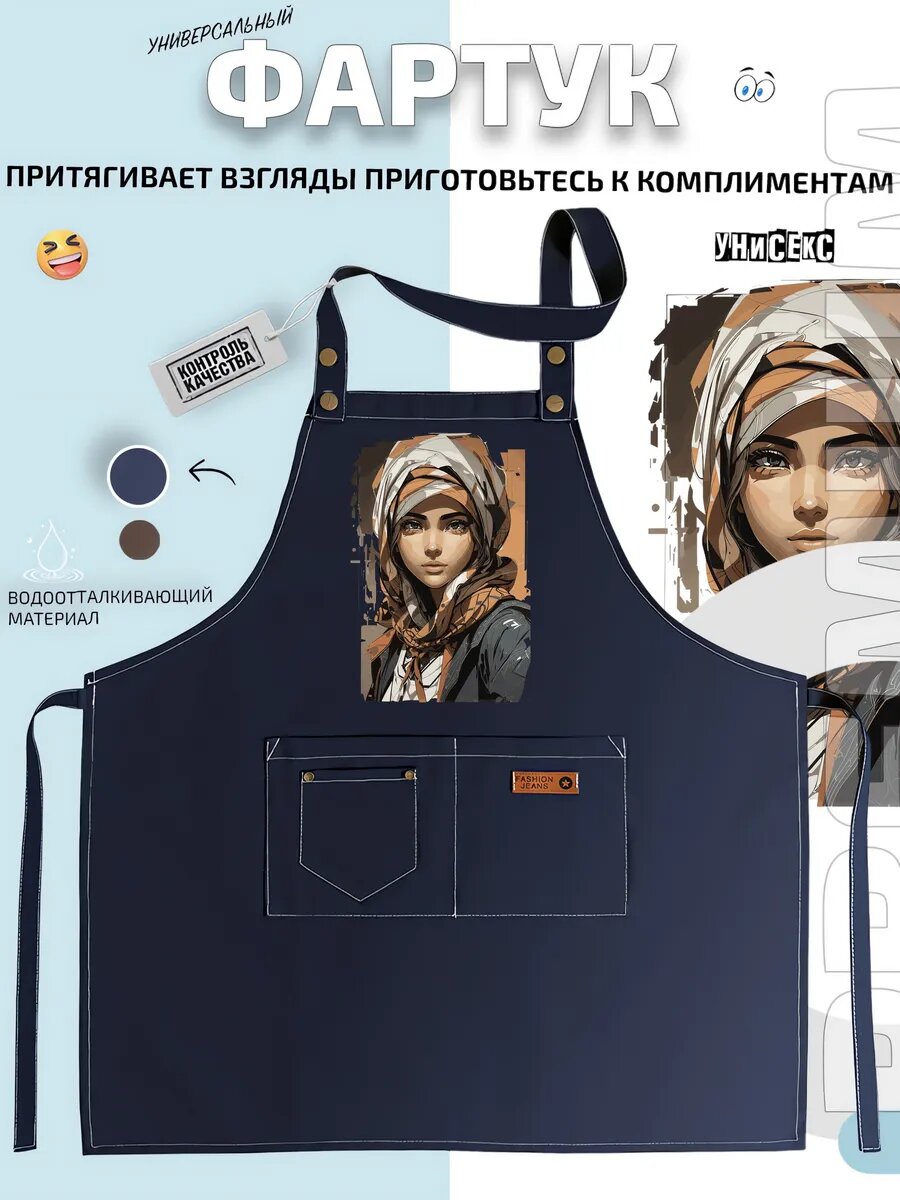 Фартук Амина Amina аниме женский кухонный с принтом универсальный