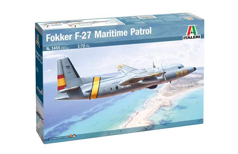 Модель самолета сборная транспортный самолёт fokker F-27 sar Масштаб 1/72 (32,5 см) Italeri Арт.1455ИТ