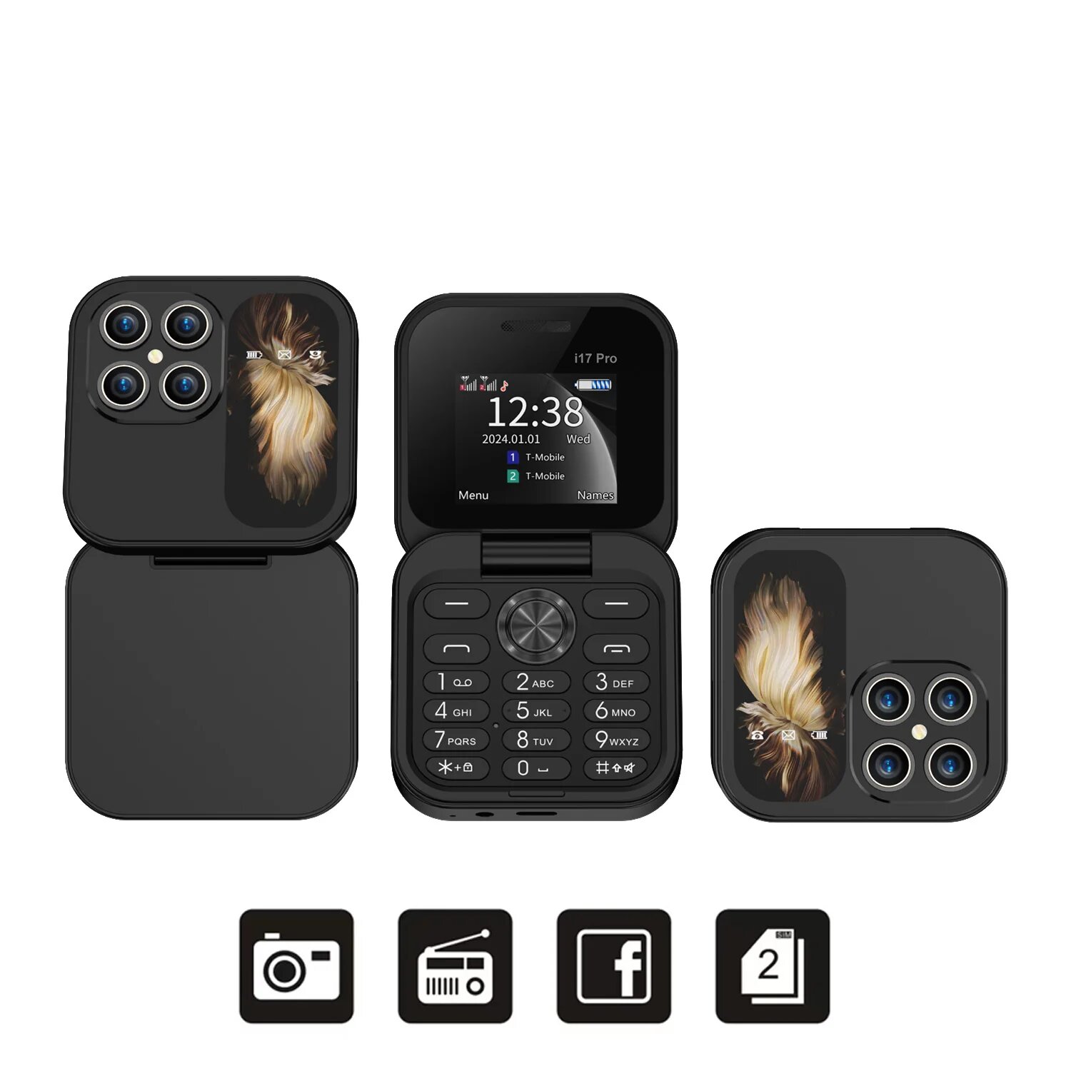 Сотовый Телефон SERVO I17 PRO Mini Flip Phone Black