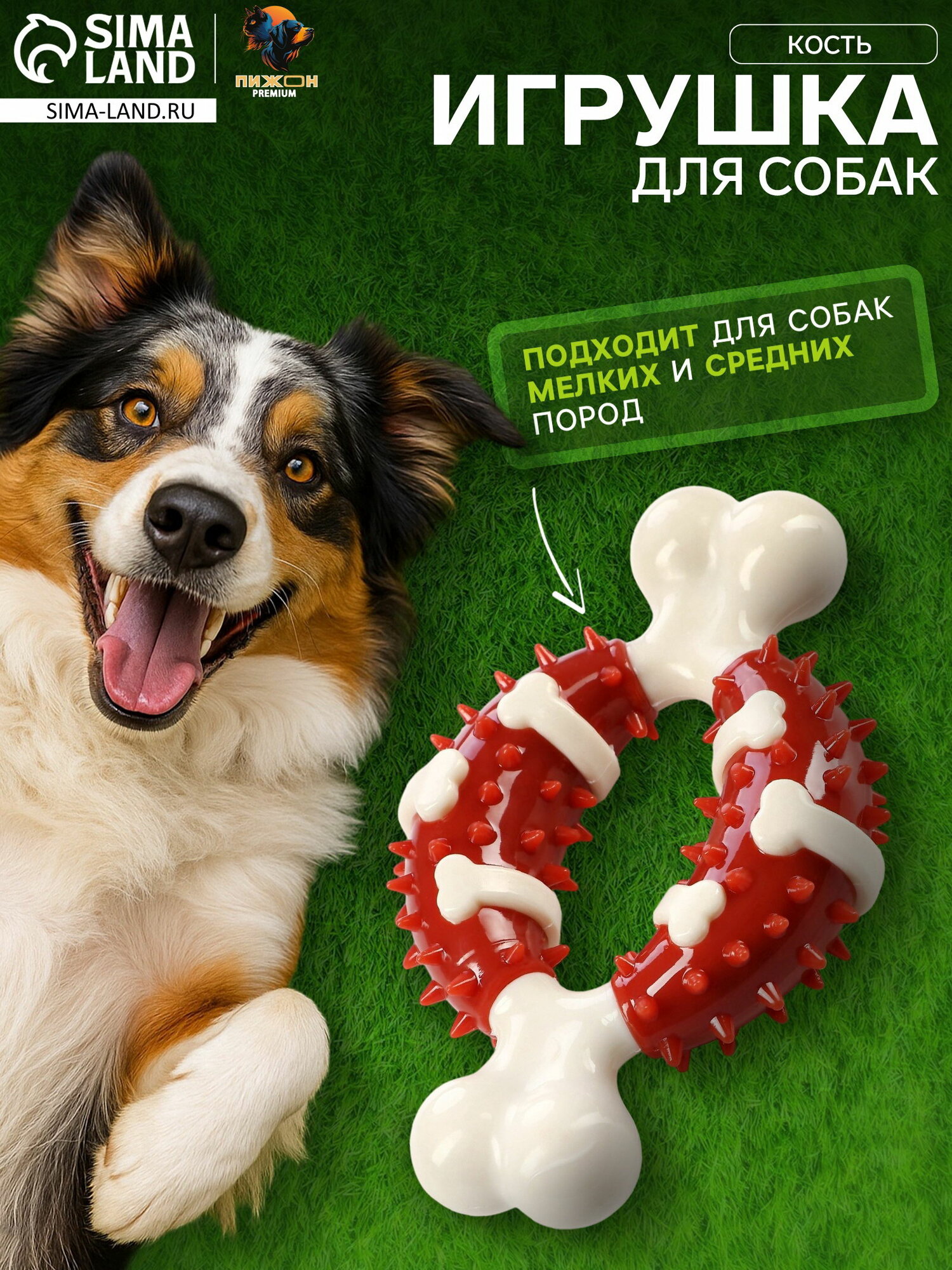 Игрушка для собак Premium "Кость", 12.5 см, TPR + нейлон, цвет: белый