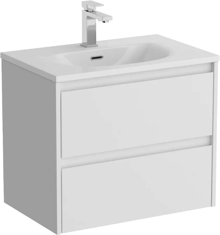 Тумба с раковиной BelBagno Kraft 39 70 подвесная, 71 см, белая, матовая, из ЛДСП, с ящиками, раковина для ванной, фаянсовая, прямоугольная, встроенный сл