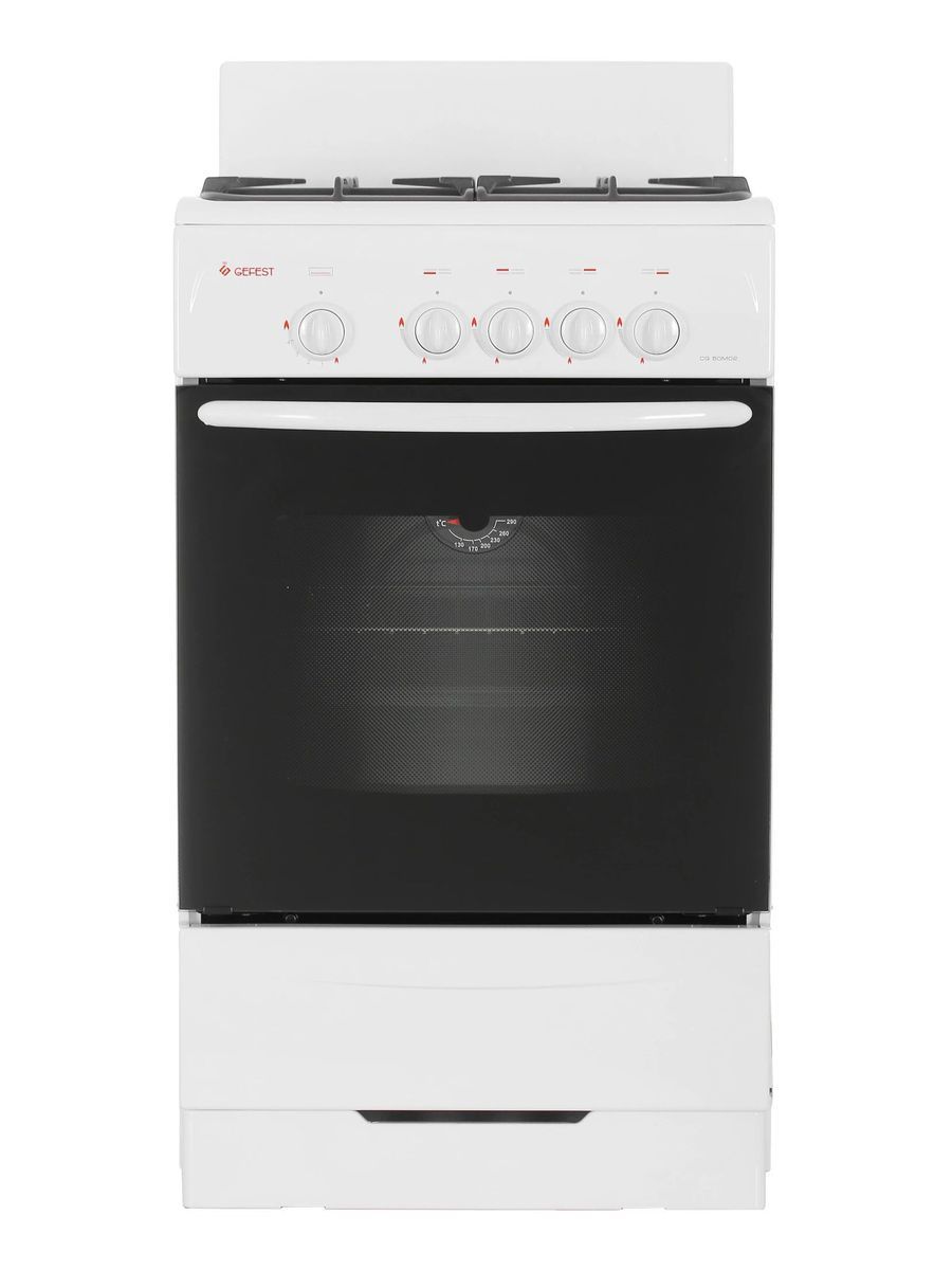 Gefest CG 50М02 К73 50 см Газовая плита, 4 конфорки, белая