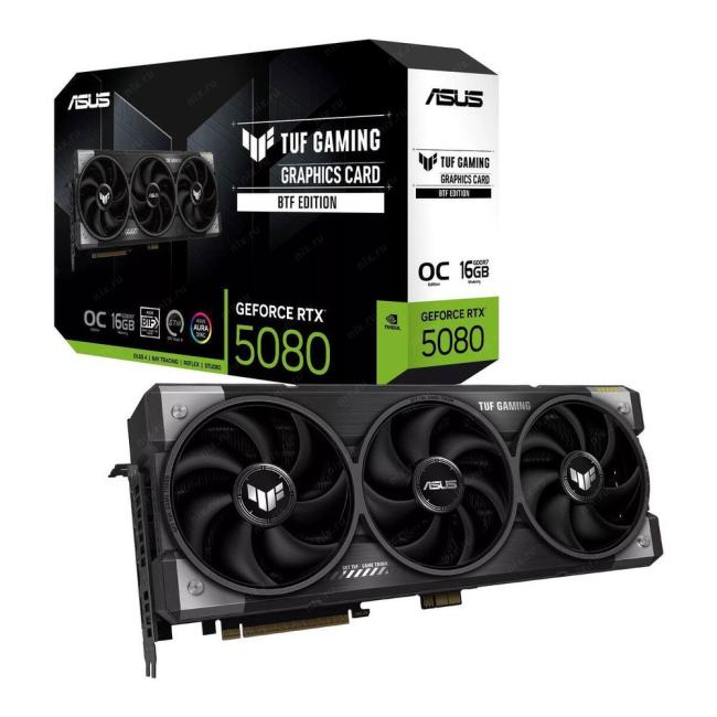 TUF-RTX5080-O16G-BTF-GAMING Видеокарта ASUS RTX5080 TUF GAMING BTF OC 16GB GDDR7 256bit 3xDP 2xHDMI 3FAN RTL