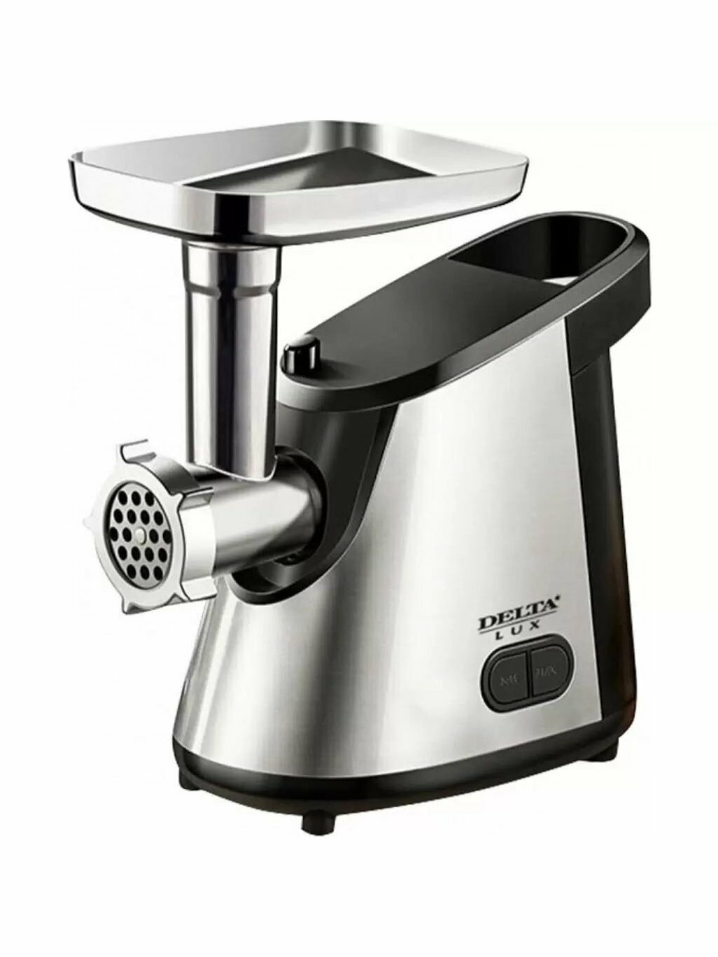Электрическая мясорубка Delta Lux DE-600M, 3000 Вт, реверс, 2,5 кг/мин, 3 насадки, черная