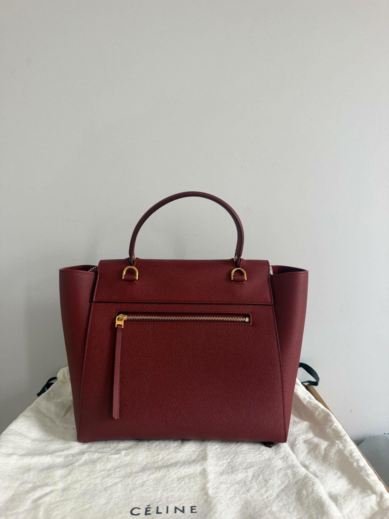 Сумка сэтчел CELINE Belt micro, бордовый — фото 1