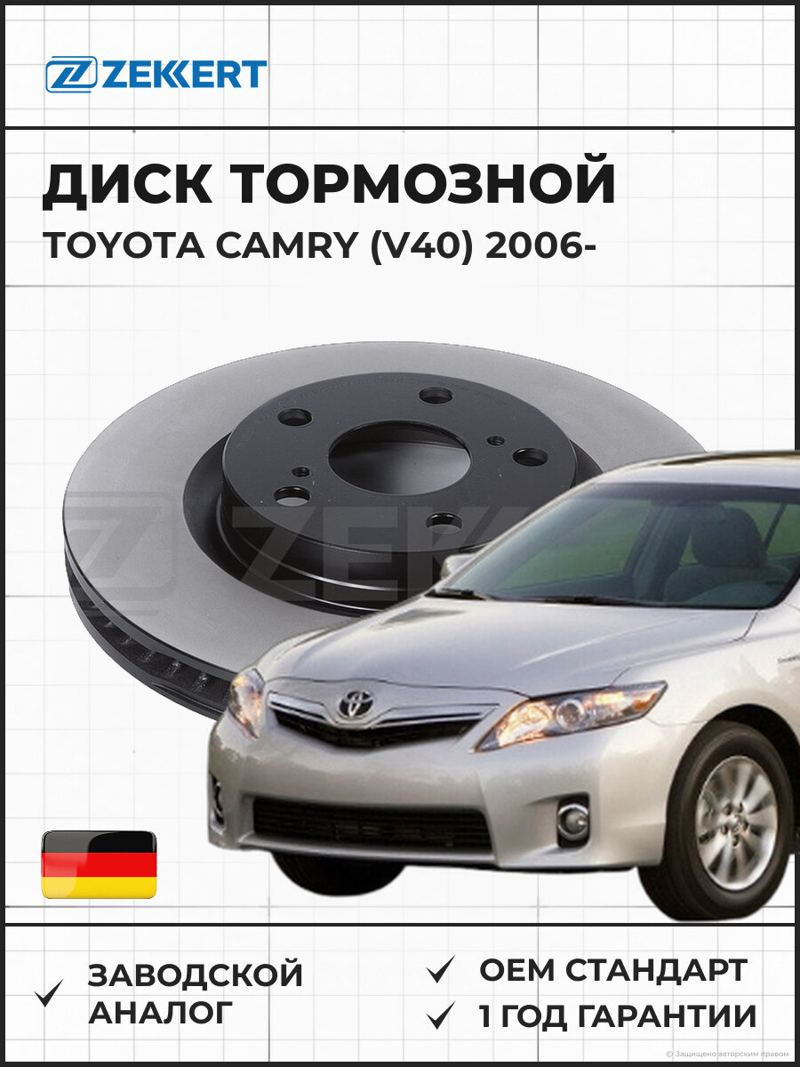 Диск тормозной передний ZEKKERT BS5430B Toyota Camry (V40) 06- Тойота Камри с 2006