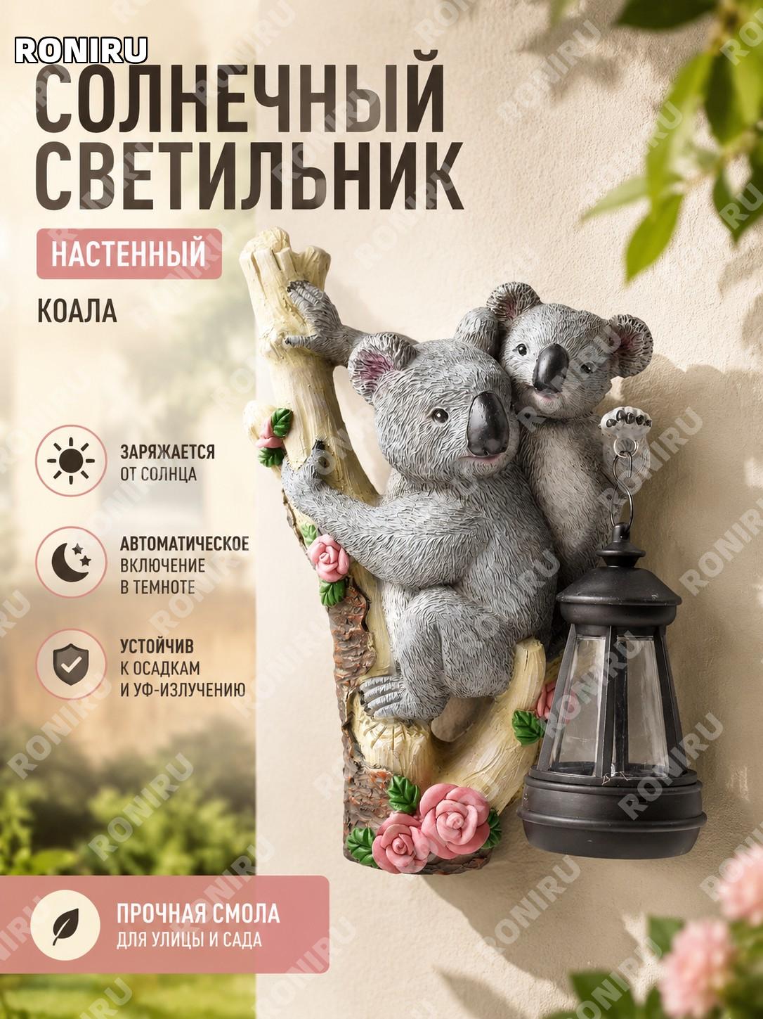 Настенный декор коала BY25065 из синтетической смолы, садовая фигурка для оформления стены и пространства дома