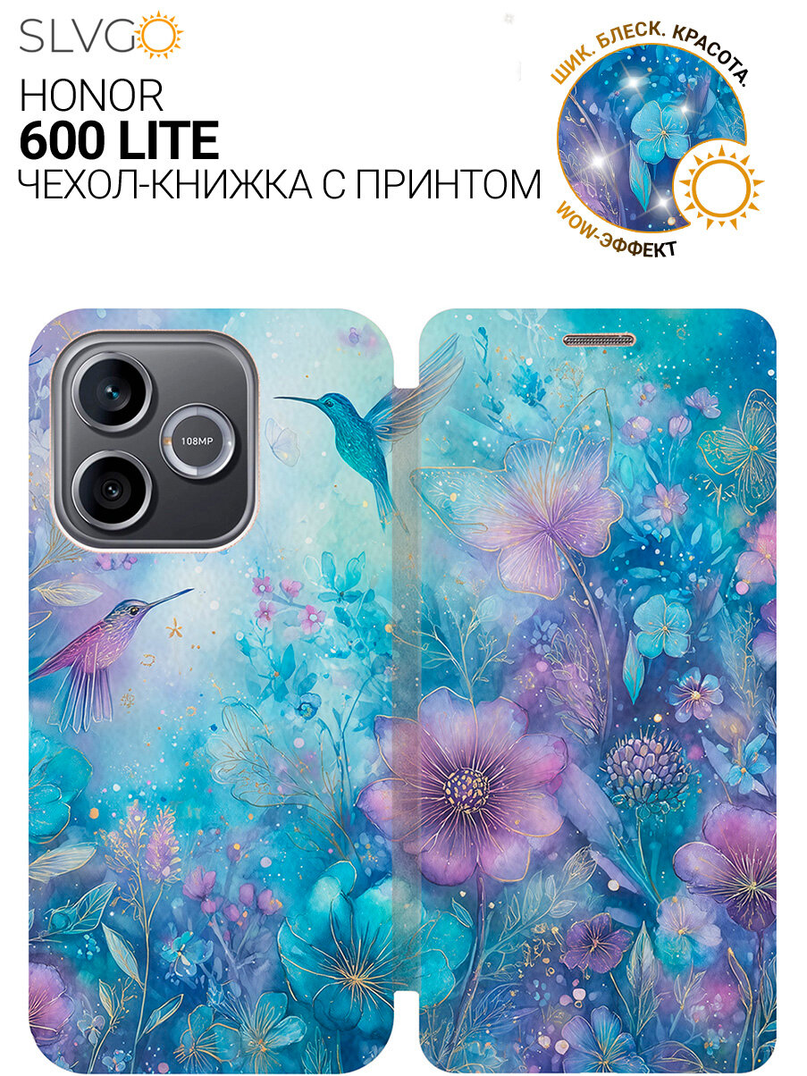 Чехол-книжка на Honor 600 Lite с принтом Волшебный полет колибри, bkg
