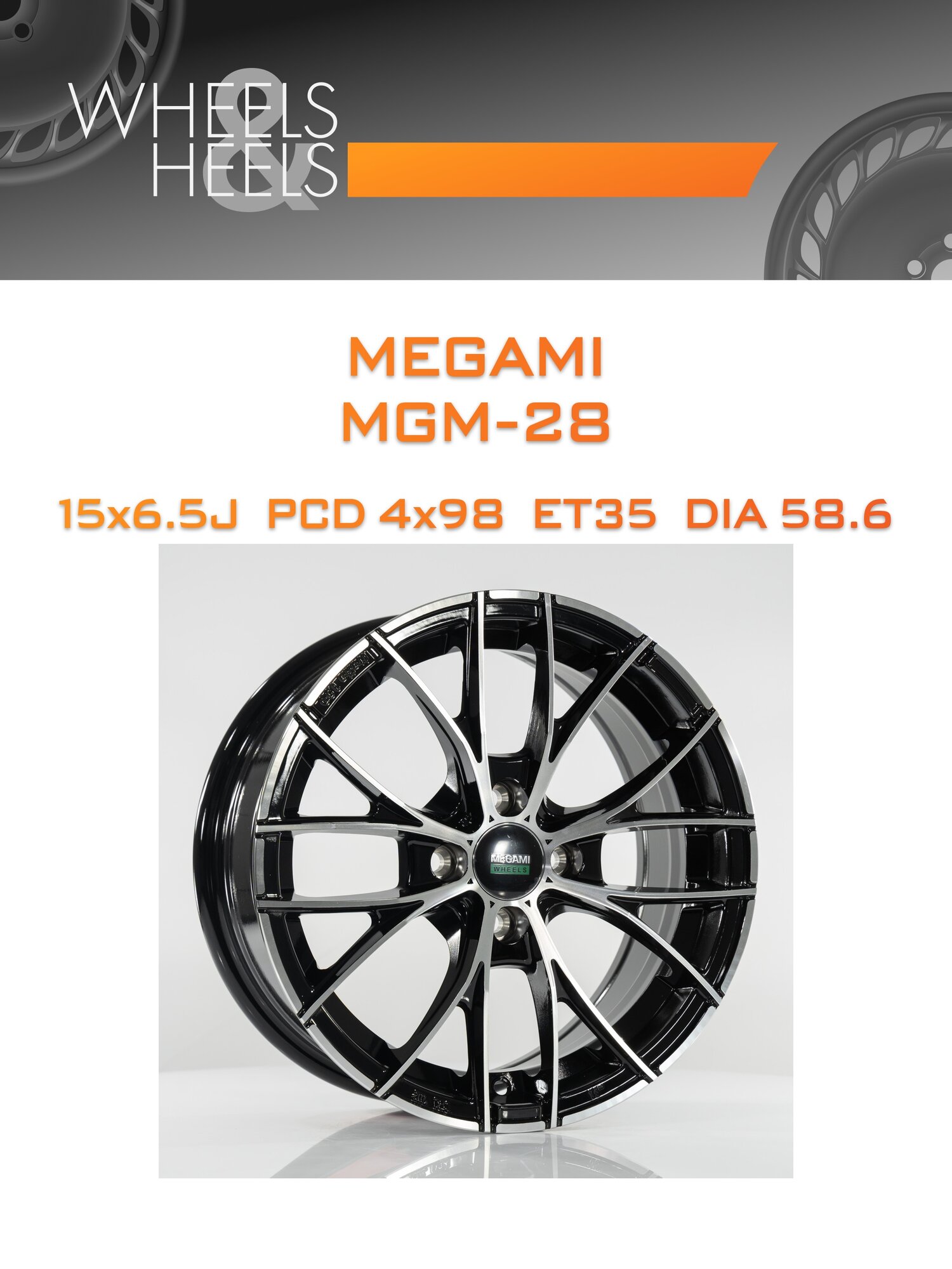 Диск автомобильный литой Megami MGM-28 15x6.5 4x98 et35 dia58.6 bkf