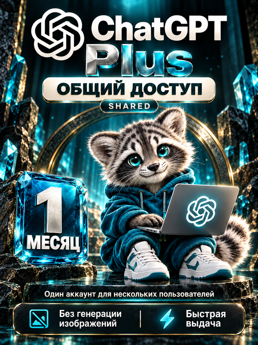 ChatGPT Plus Shared на 1 месяц — общий доступ, без генерации изображений