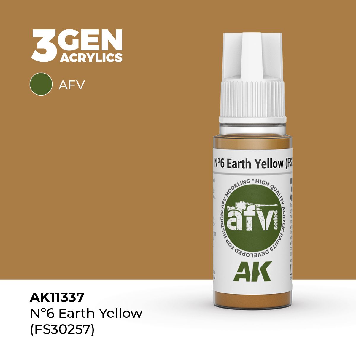 Акриловая краска AK Interactive - N6 Earth Yellow (FS 30257) 3GEN AFV, 18мл