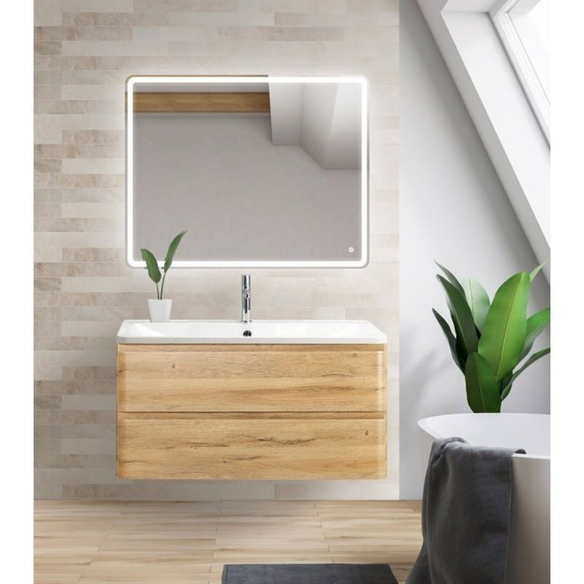 База под раковину подвесная BelBagno Albano с двумя выкатными ящиками Rovere Rustico 900x450x500 ALBANO-900-2C-SO-RR