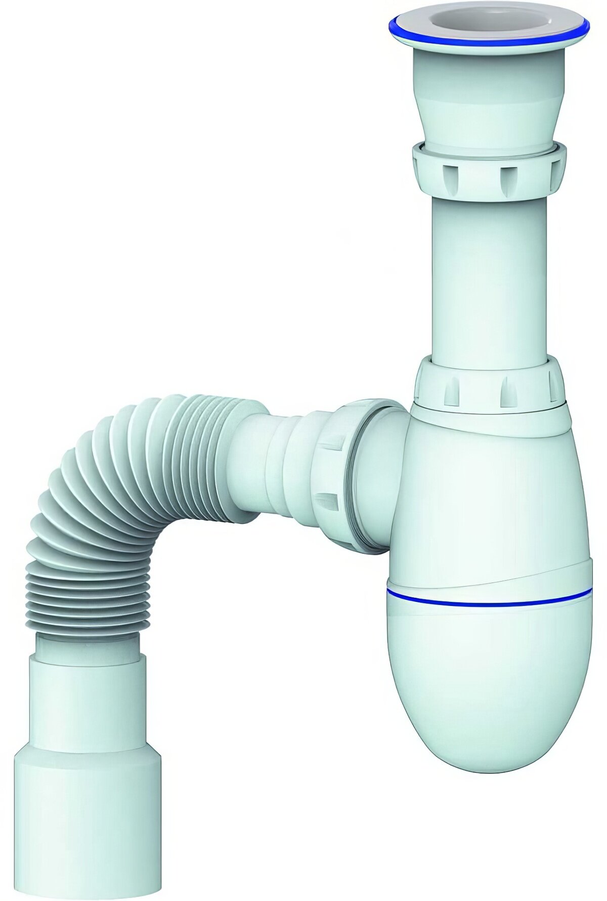 Сифон для мойки Unicorn прикручивающийся выпуск 1 1/2' (D 40), винт 6x40, пластиковая чашка, гибкое соединение D40x40/50 В220Р