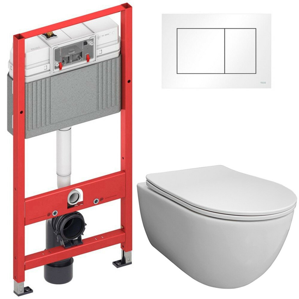 Инсталляция TECE 9400413 + унитаз Bloomix Diva MD1211R/UF1 безободковый Ceramic+ с сиденьем