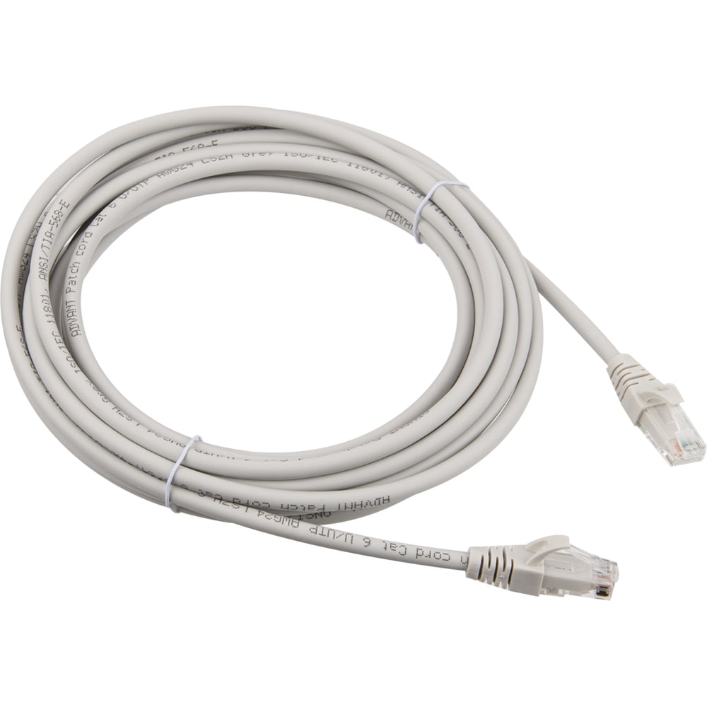Патч-корд Advant Ethernet CAT6, 2xRJ45, UTP, 4 пары (AWG26), оболочка LSZH, длина 3 м, цвет: серый ADV6-PC03-LG
